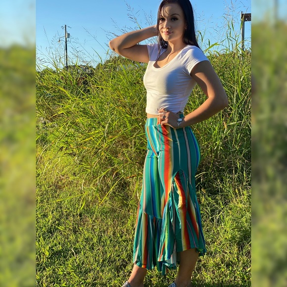 L&B | Pants & Jumpsuits | Serape Ruffle Pants | Poshmark